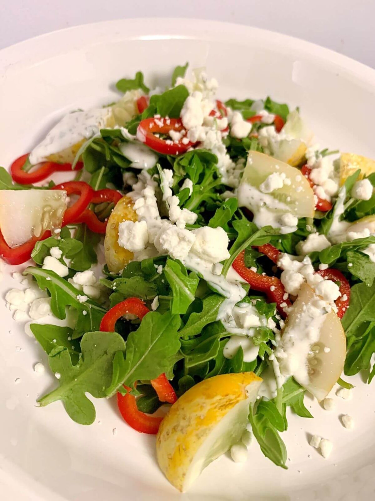 Arugula Salad with Garden Veggies and Goat Cheese - Garden to Griddle